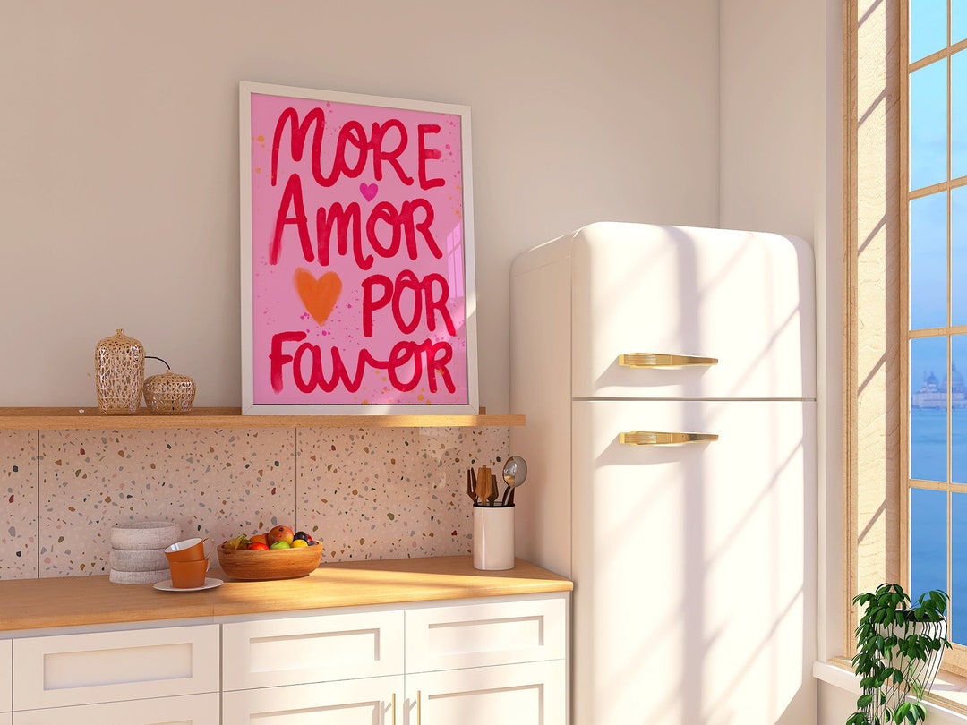 More Amor Por Favor Bright Wall Art Print Bedroom Trendy Modern ...