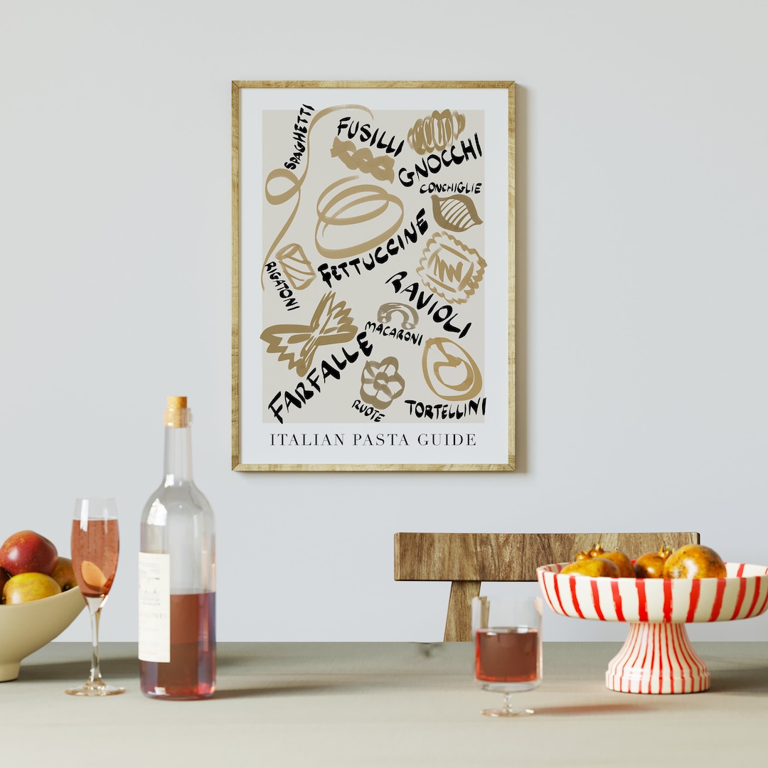Pasta Guide Print Wall Art Kitchen Prints Kitchen Decor Food Print ...
