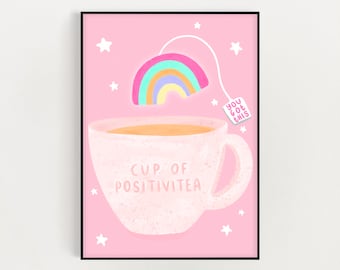 Positive Tea Poster | Etsy