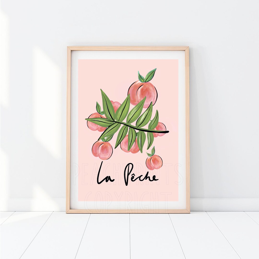 La Peche / Peach Illustration Print / Kitchen / Minimal / Modern ...