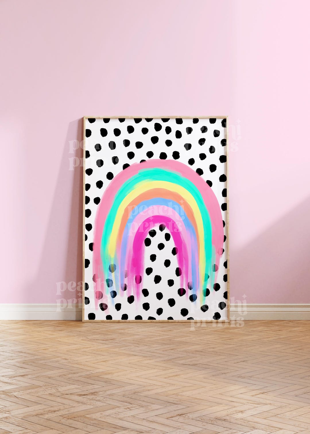 Melting Rainbow Art Print: Dalmatian Spot Background, Colorful Home ...