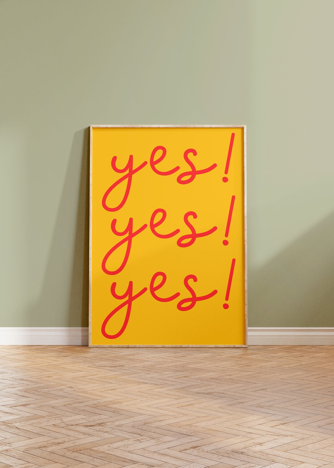 Yes Print / Word Art Print / Positive Print / Mustard Decor / Office ...