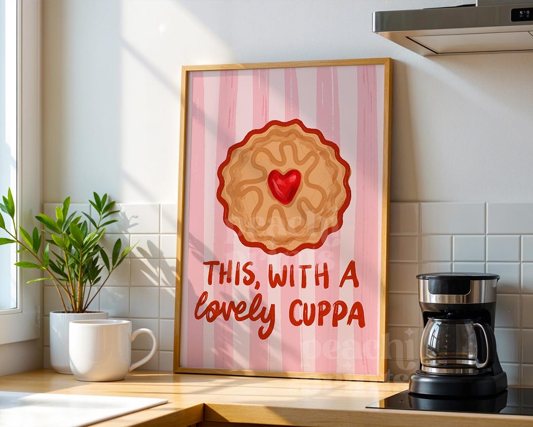 Biscuit Cuppa Print: Kitchen Wall Art, Cute Kitchen Poster, Tea Wall ...