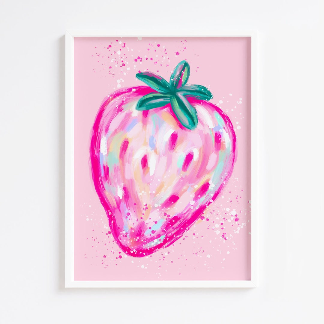 Painted Strawberry Print / Wall Art / Bedroom Print / Kitchen Print ...