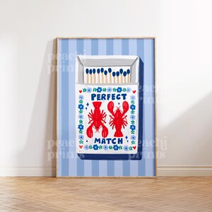 Lobster Matchbox Print Trendy Matchbox Wall Art Retro Food Art Poster ...