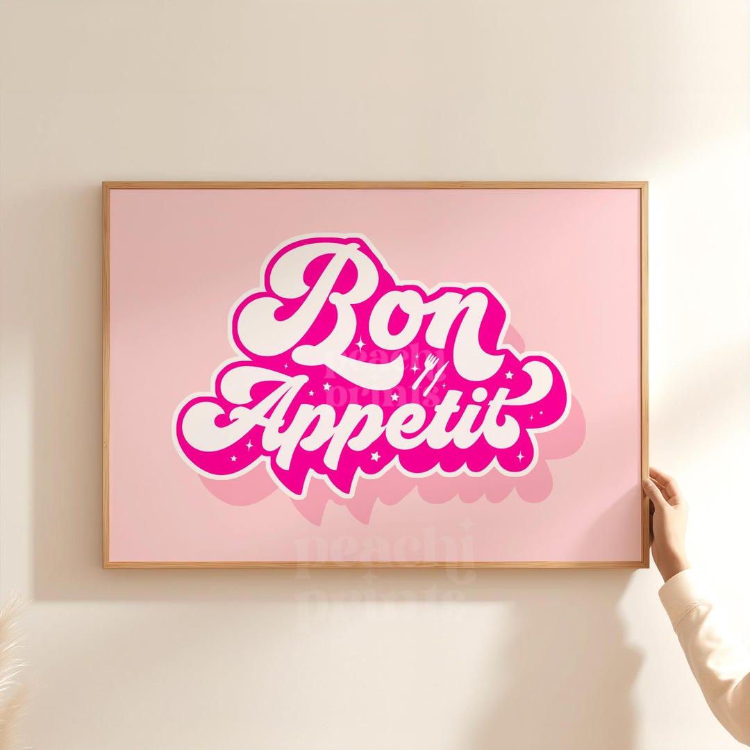 Bon Appetit Kitchen Print: Bright Bold Colors, Funny Quote - Etsy