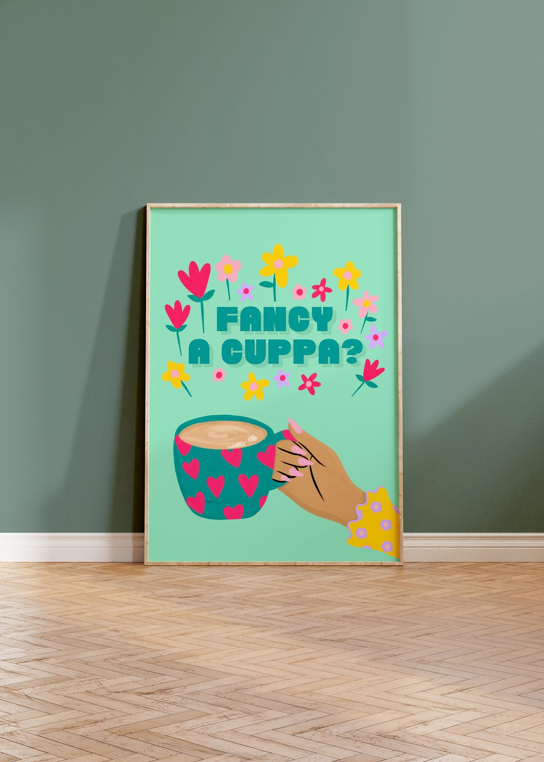 Fancy A Cuppa Print: Colorful Kitchen Wall Art - Etsy UK