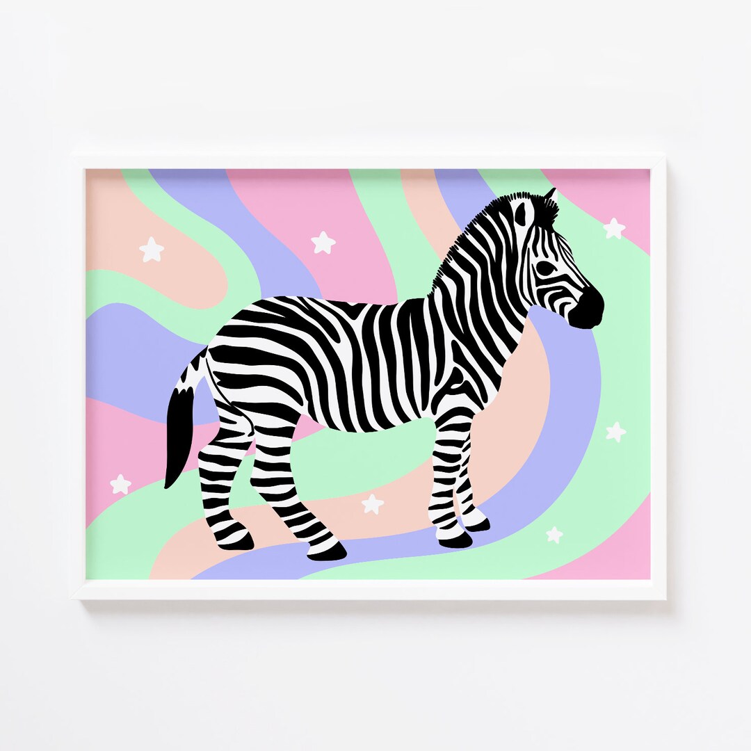 Disco Zebra Print / Living Room Print / Colourful / Eclectic - Etsy