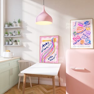 Colourful Pasta Guide Print Kitchen Wall Art Prints Food Art Quirky ...