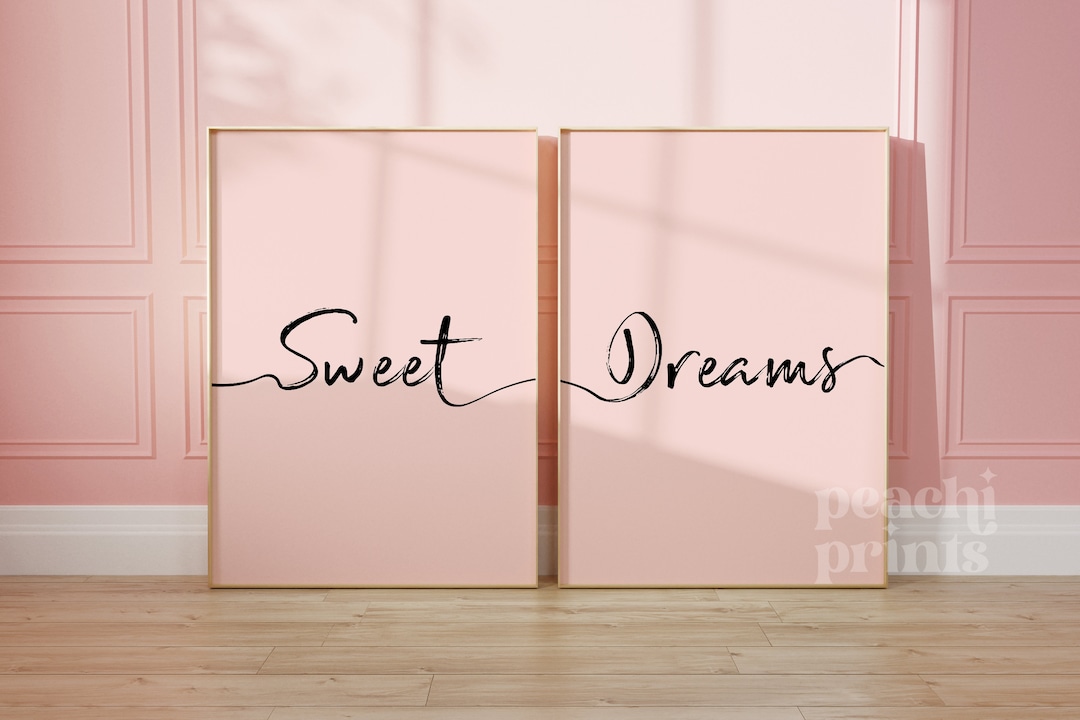Pink Bedroom Wall Art Prints / Calming Bedroom Decor Girls Room Nursery ...