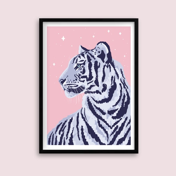 Serene Pastel Tiger Print / Bedroom Print / Hallway Print / | Etsy