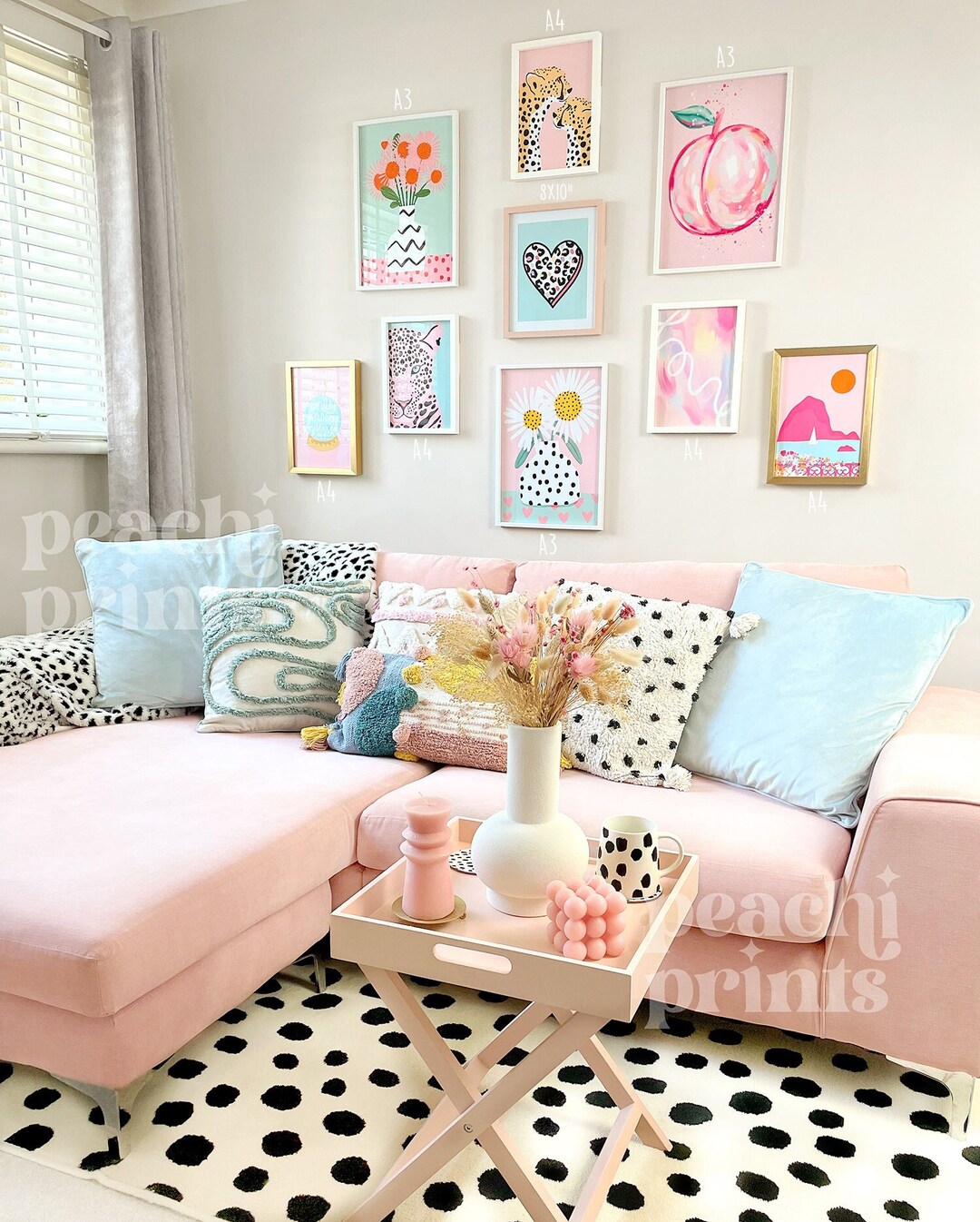 Pastel Summer Gallery Wall Print Set / A3 X3 , A4 X5, 8x10 X1 / Pink ...