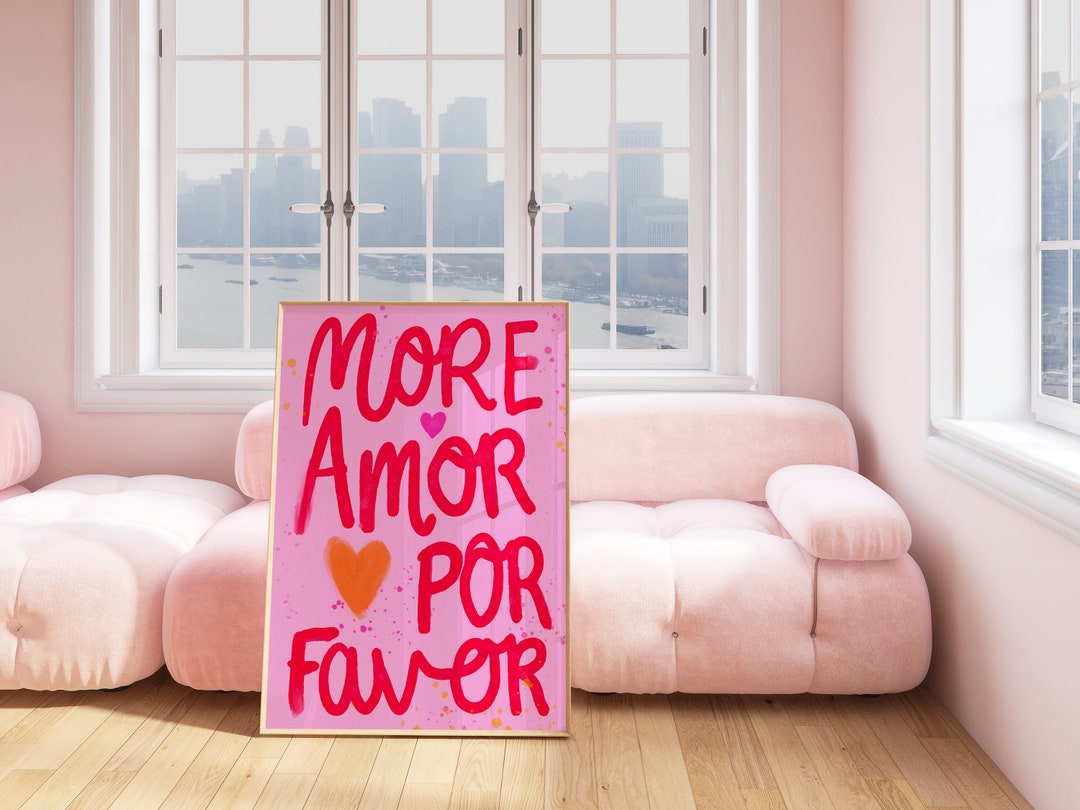 More Amor Por Favor Bright Wall Art Print Bedroom Trendy Modern ...