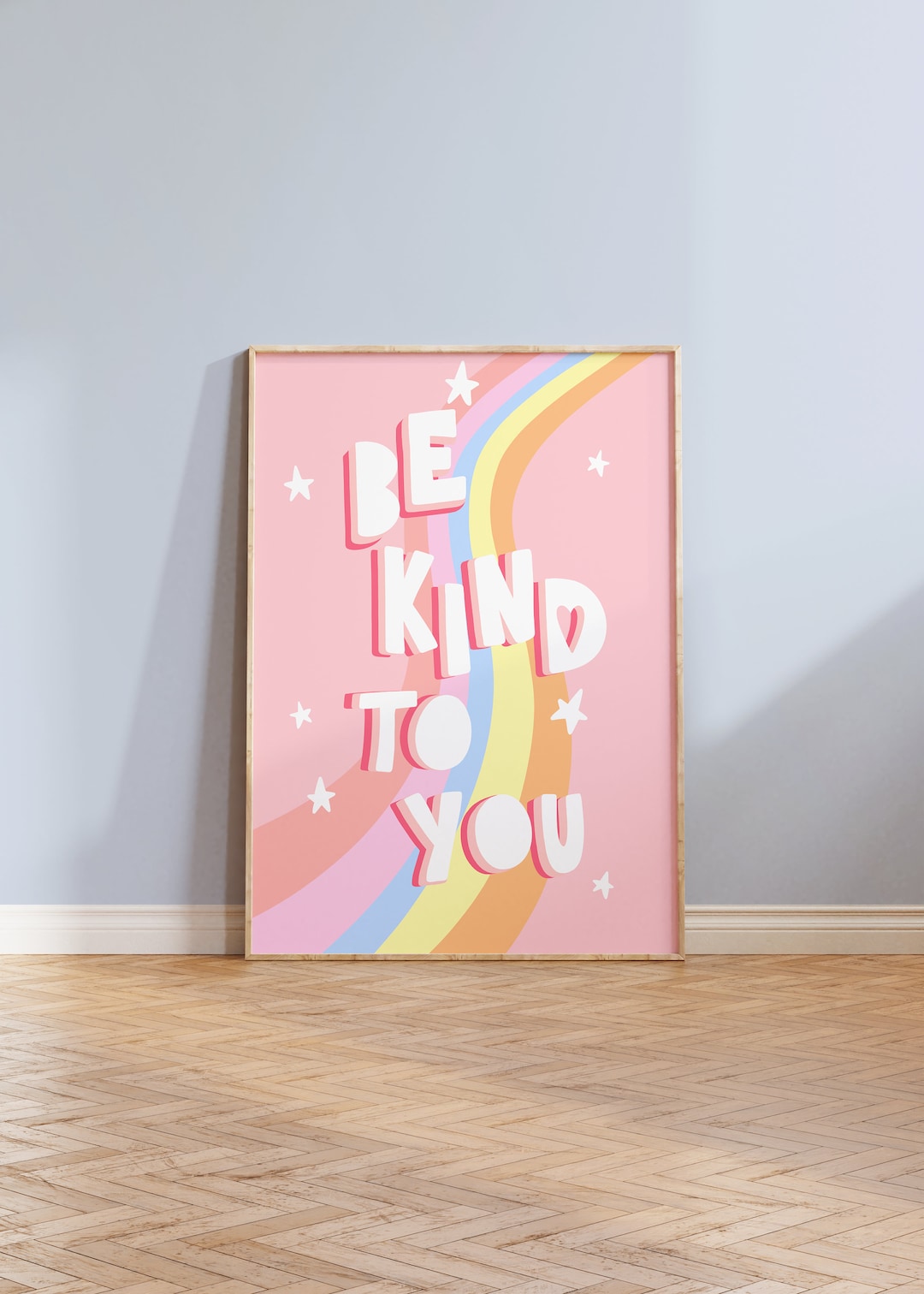 Be Kind Rainbow Print Bedroom Print Self Love Pastel Wall Art Pink ...