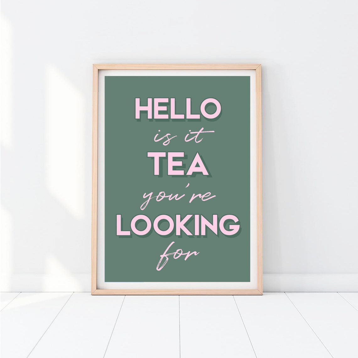 Hello Tea Print Kitchen Prints Tea Lover Retro Wall New Home - Etsy