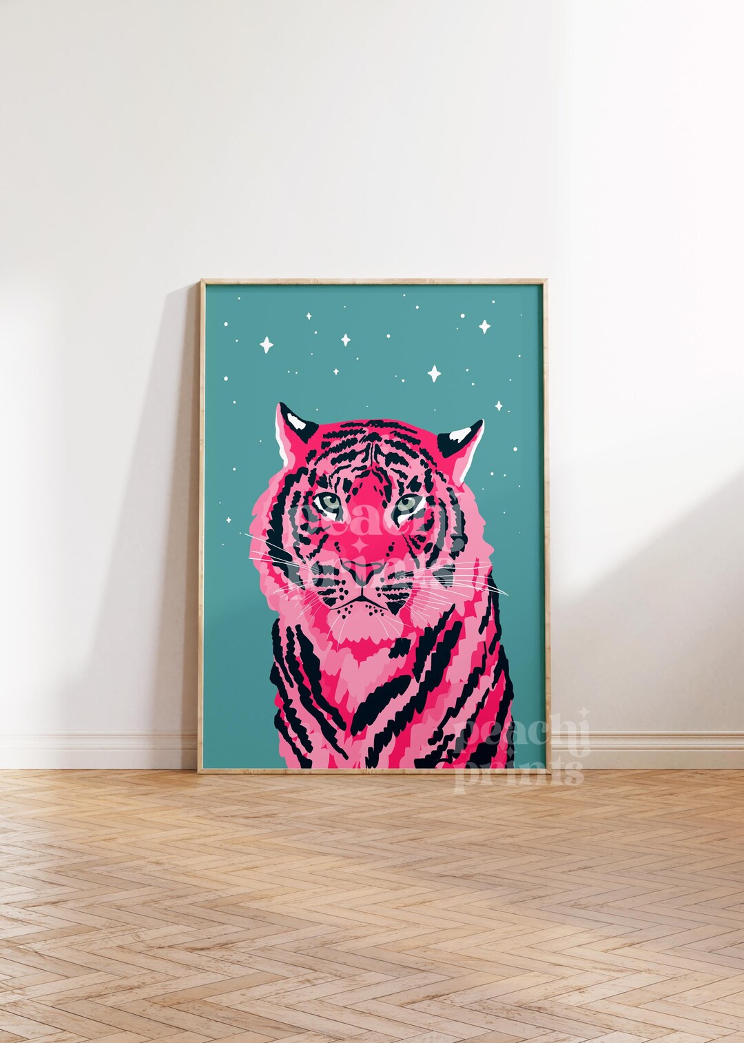 Pink Starry Tiger Print / Bedroom Print / Hallway Print / Wall Decor ...