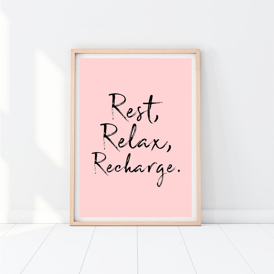 Rest, Relax, Recharge Print / Bathroom Print / Bedroom Print / Minimal ...