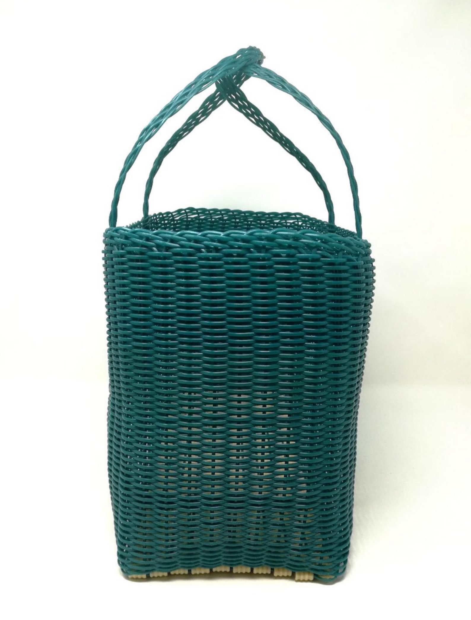 Large Teal Tote Bag, Handwoven From Recycle Plastic, Strong and Durable ...
