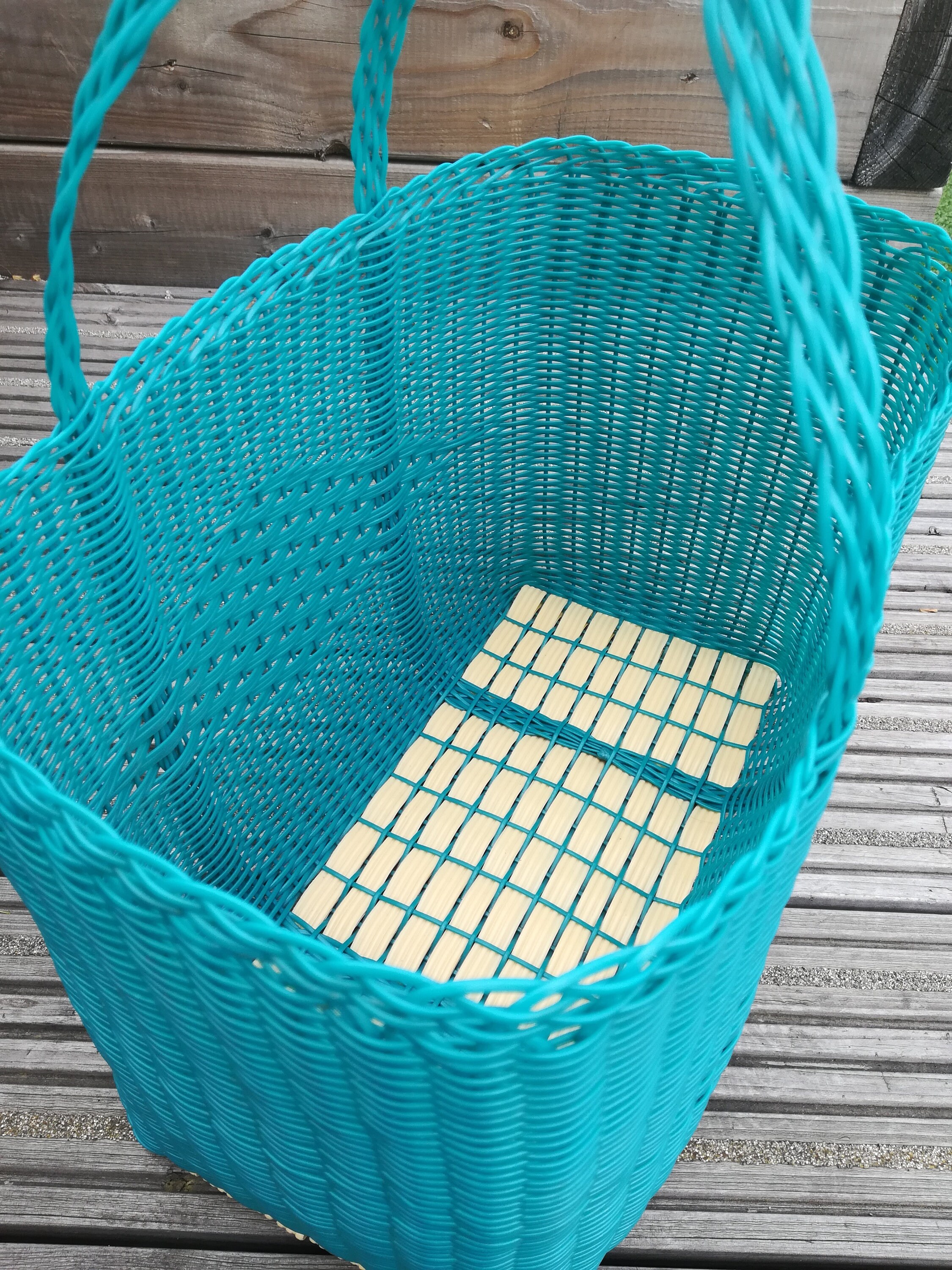 Large Teal Tote Bag, Handwoven From Recycle Plastic, Strong and Durable ...
