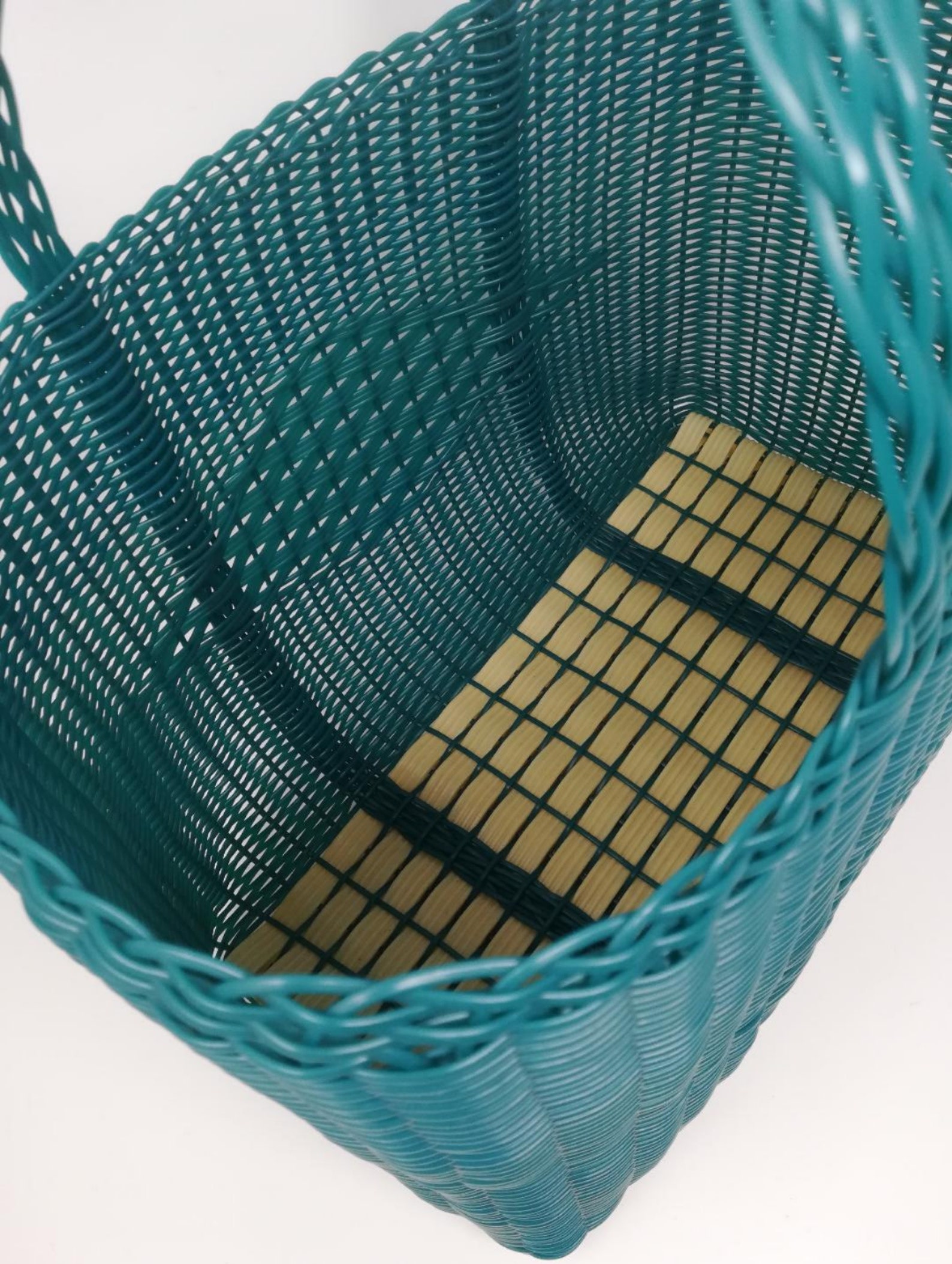 Large Teal Tote Bag, Handwoven From Recycle Plastic, Strong and Durable ...