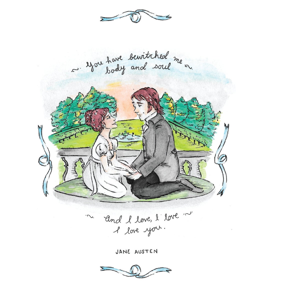 You Have Bewitched Me Body and Soul Watercolor Quote Print, Pride and ...