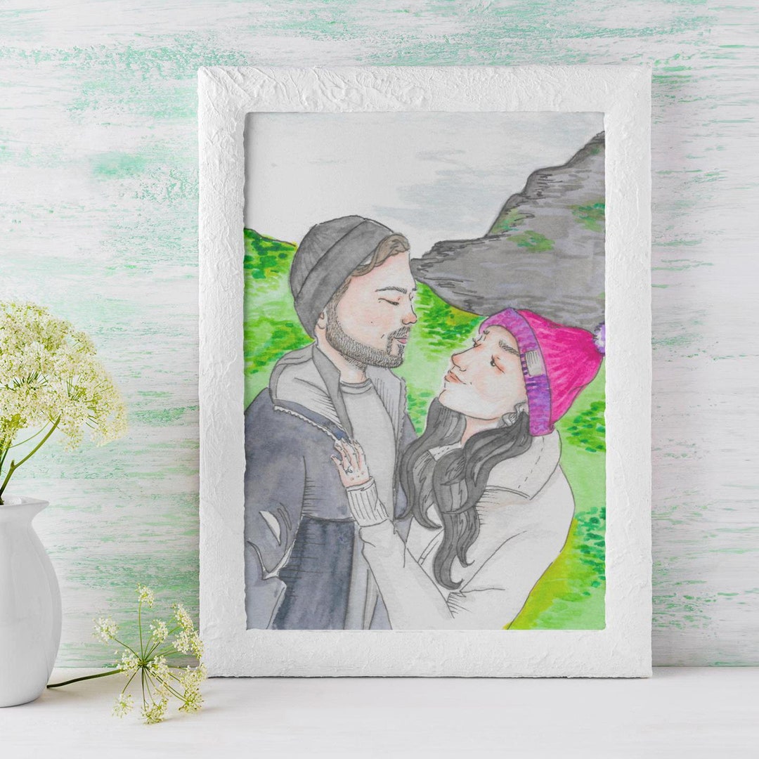 Custom Watercolor Couples Portrait – Hand Painted Gift - Etsy