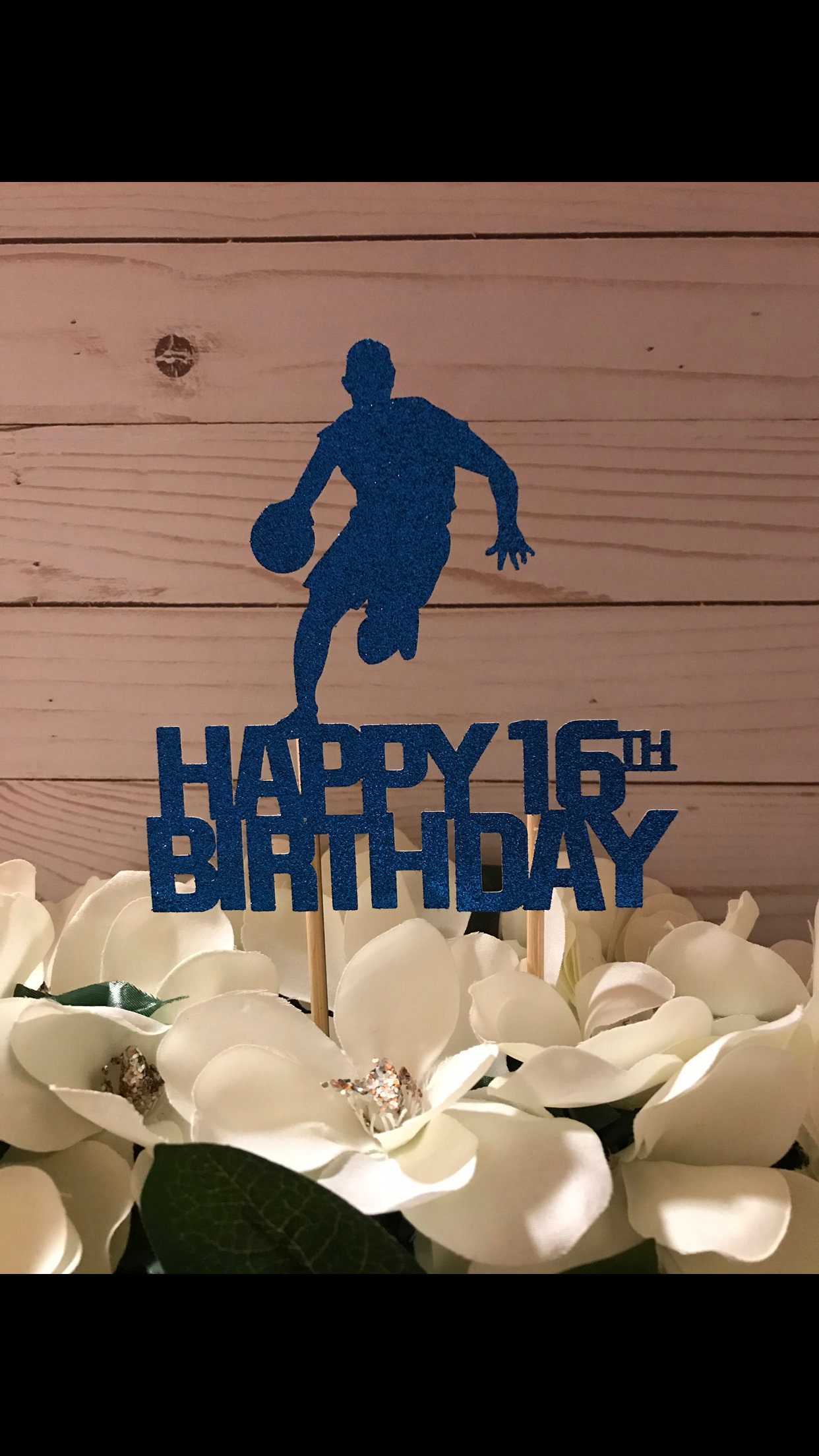 Topper de pastel de baloncesto brillante personalizado Boy | Etsy