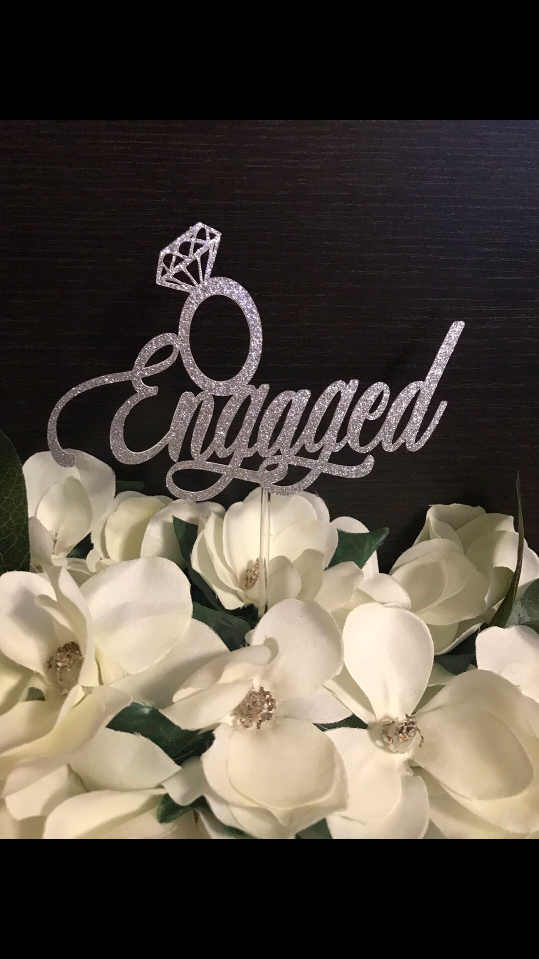 Glitter Engaged Cake Topper We're Engaged Cake Topper Engagement Party ...
