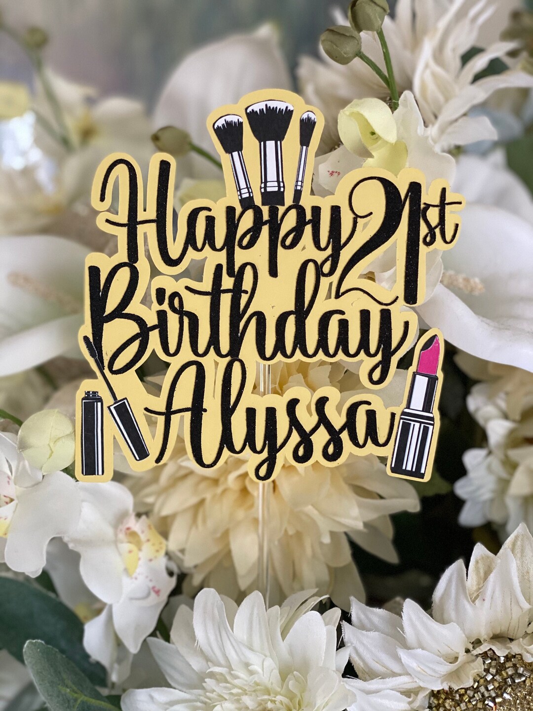 Makeup Cake Topper Custom Makeup Cake Topper Makeup Cake Sign Girl ...