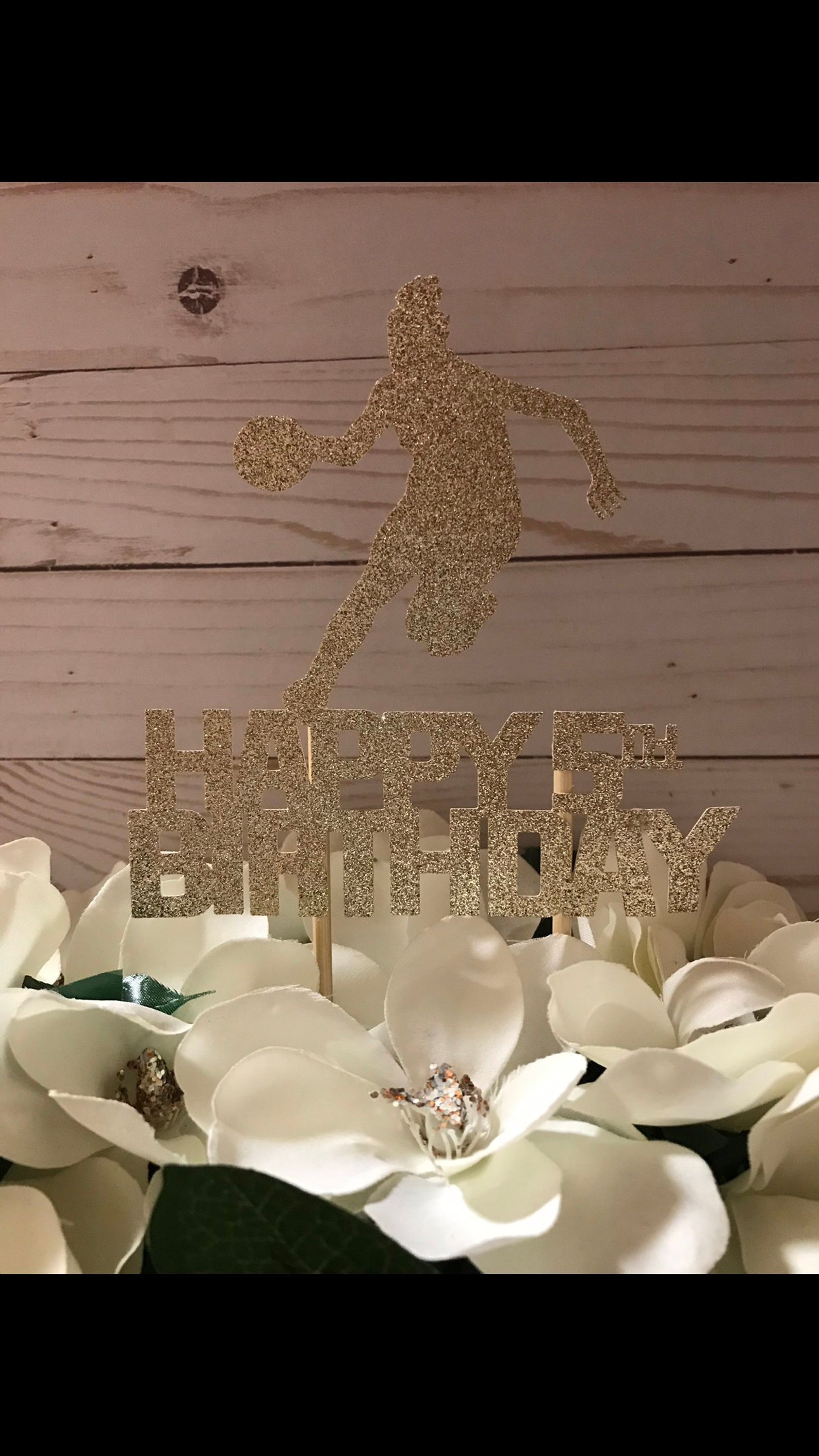 Topper de pastel de baloncesto brillante personalizado Boy - Etsy España