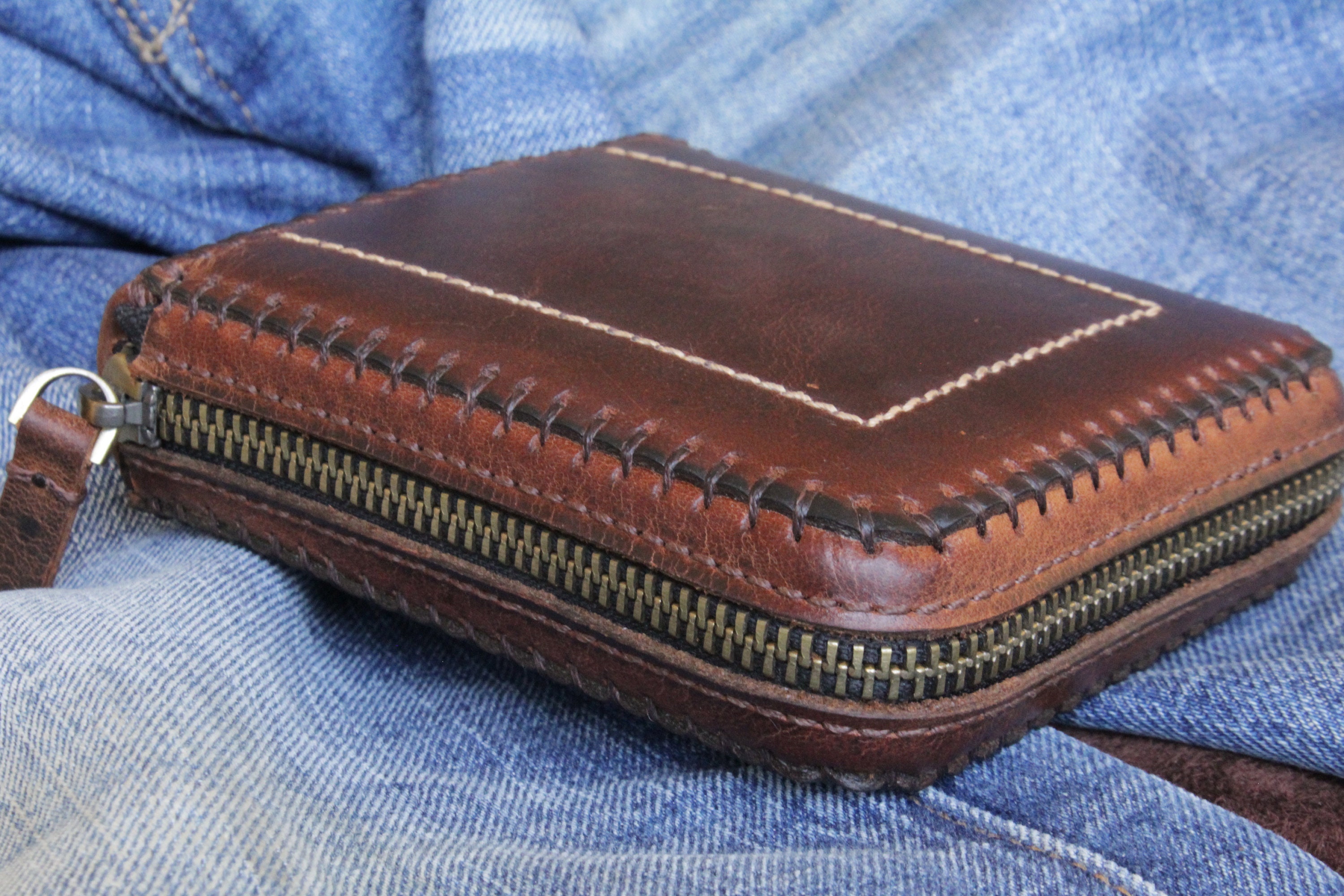 Men's Leather Wallet Zipper Wallet Personalized Slim - Etsy