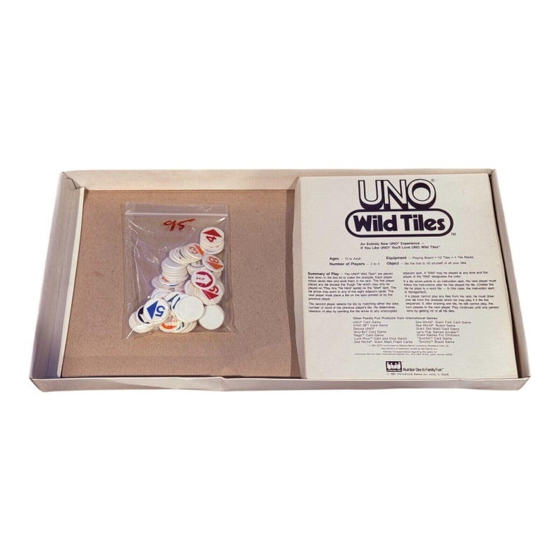 UNO Wild Tiles Board Game International Games 1982 Vintage - Etsy