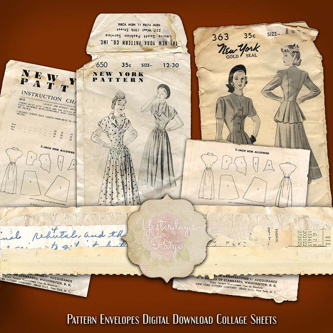 Vintage Sewing Pattern Envelope Printables and PNG Files for Your ...