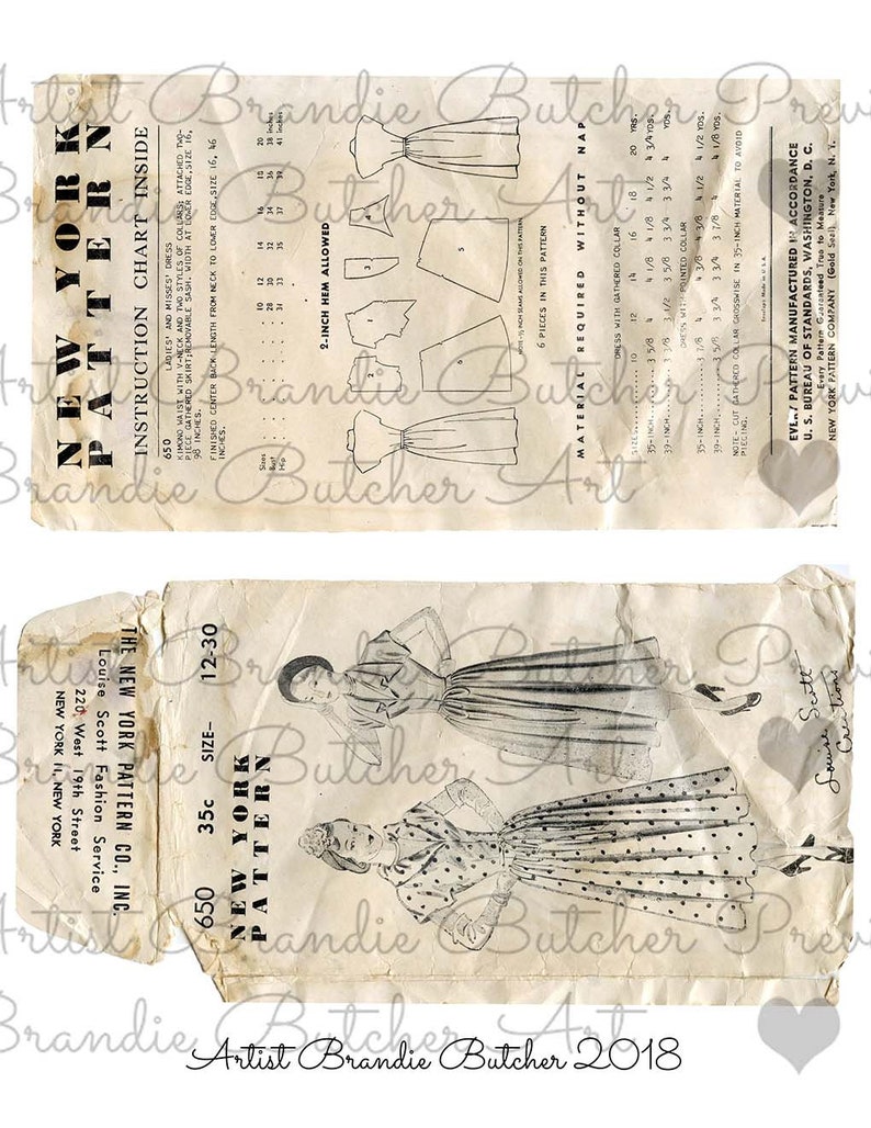 Vintage Sewing Pattern Envelope Printables and PNG Files for Your ...