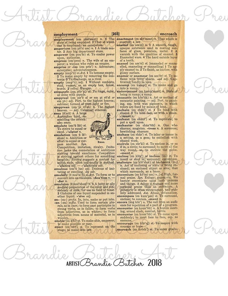 6 Dictionary Pages to Print and 6 Png Files for Your Traditional and or ...