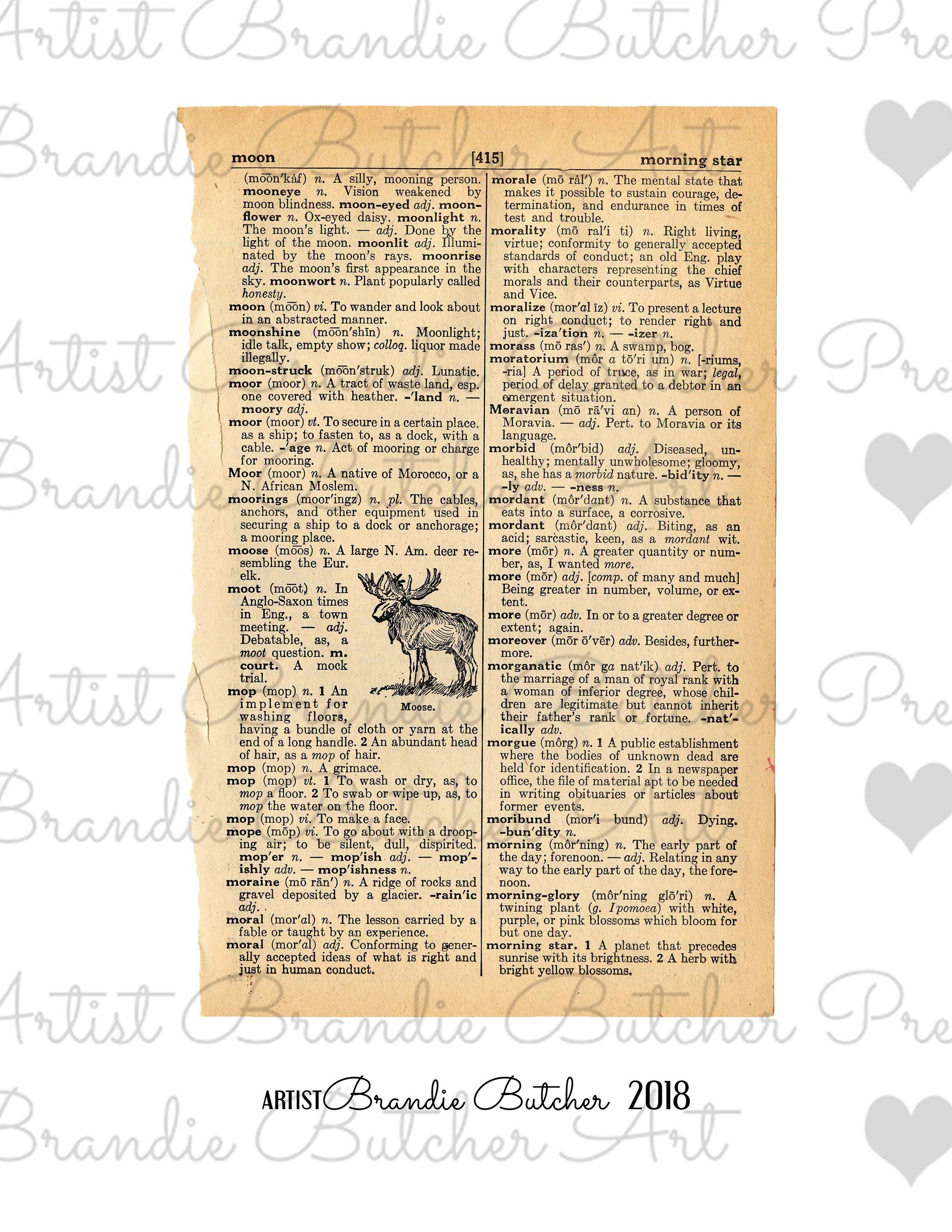 6 Dictionary Pages to Print and 6 Png Files for Your Traditional and or ...