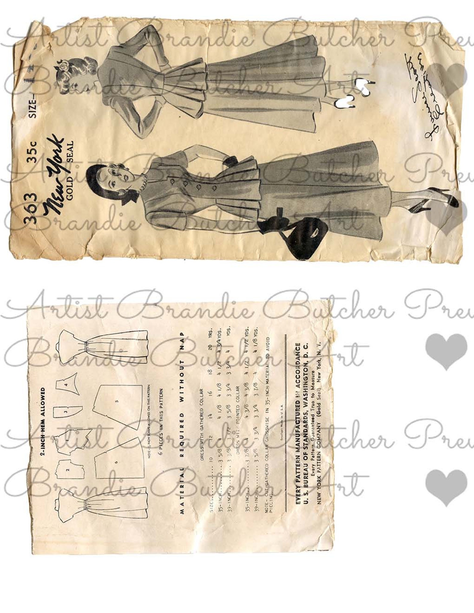Vintage Sewing Pattern Envelope Printables and PNG Files for Your ...