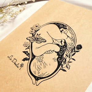 Cahier de notes COCON / kraft, notebook, doula, uterus, grossesse ...