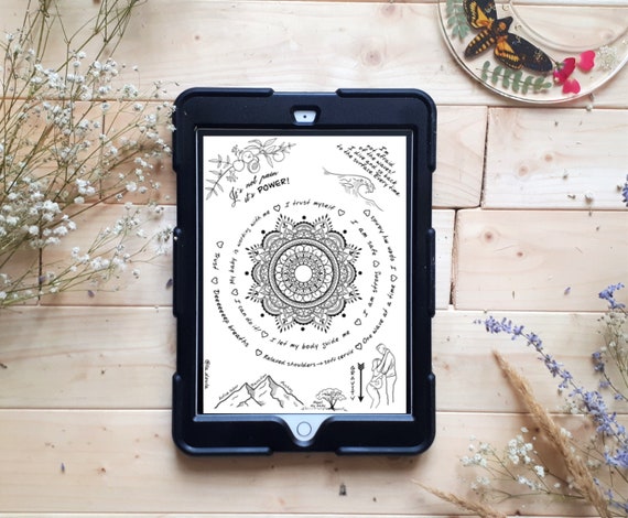 DIGITAL/ ENGLISH/ Mandala Coloring Illustration/physiological | Etsy