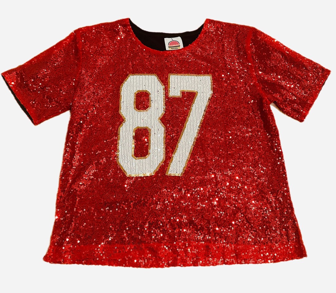 Red Sequin Travis Kelce Shirt - Etsy