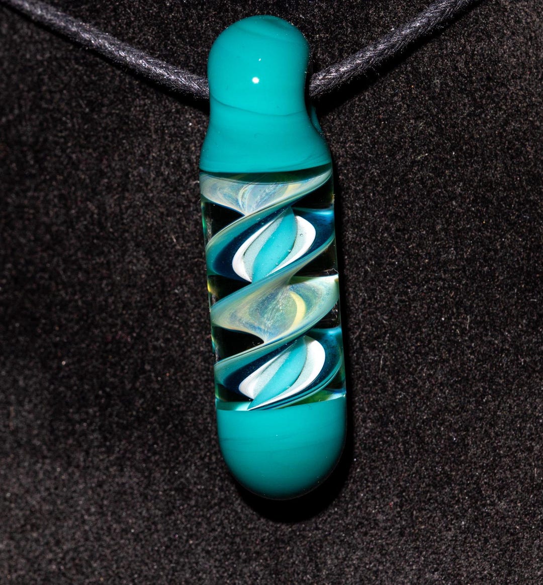 Double Helix Pendant Twisted Glass Talisman Spiral Borosilicate ...