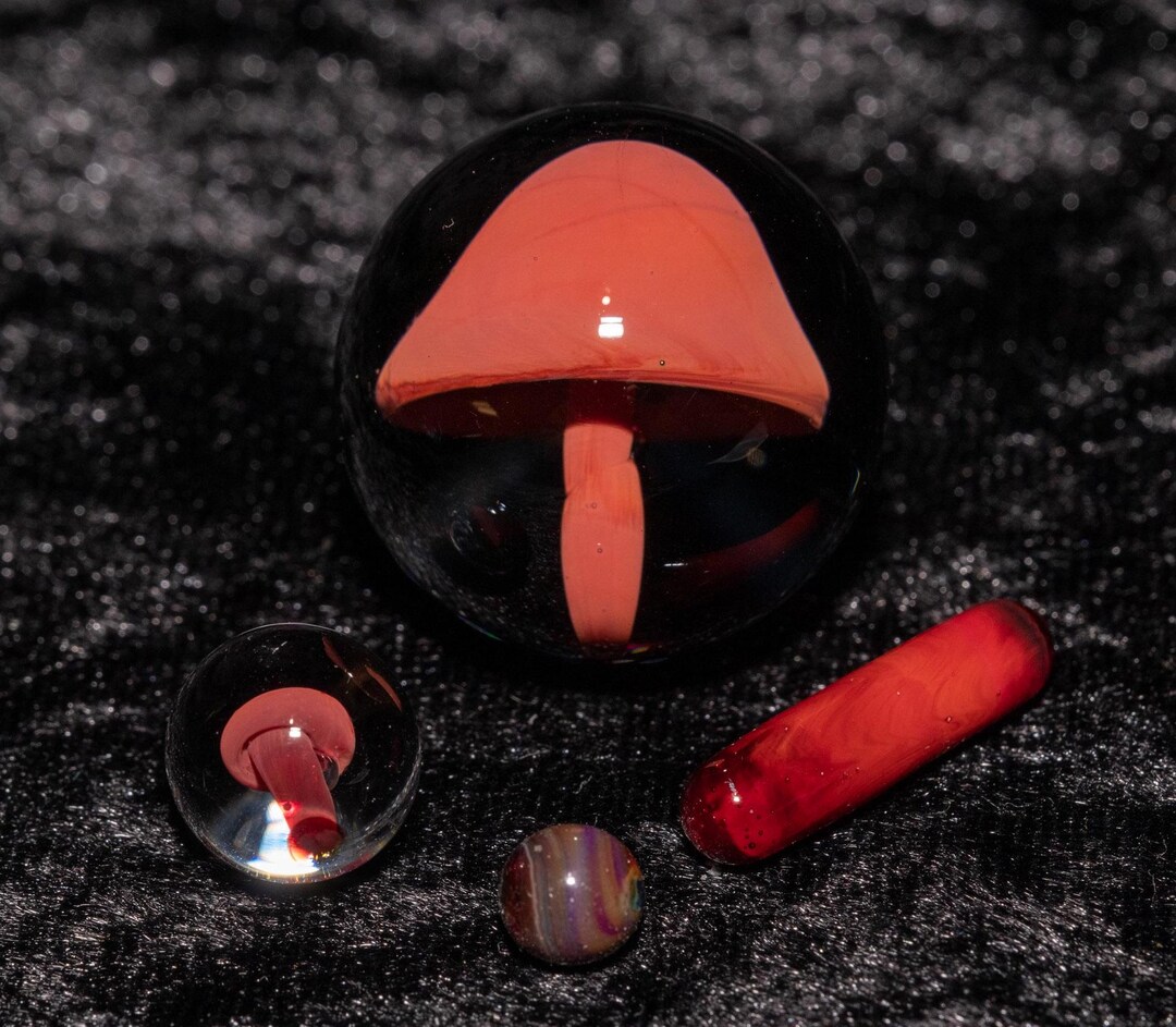 Mushroom Marble | Slurper Set | Glass Marbles | Fungi Pearls | Pillar ...