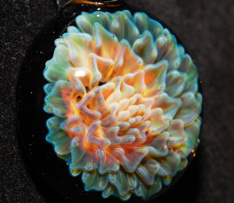Botanical Glass Flower Necklace | Handblown Dahlia Borosilicate Pendant ...