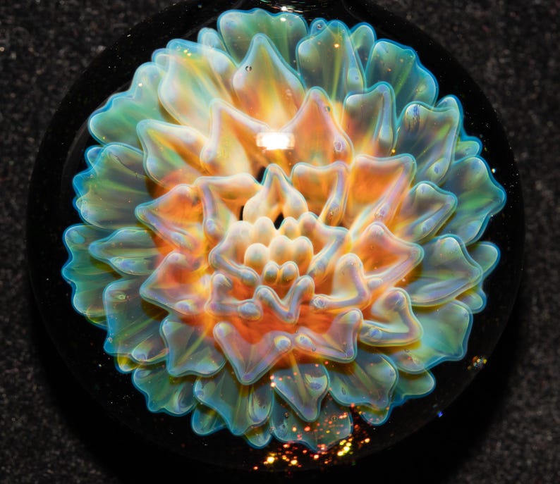 Botanical Glass Flower Necklace | Handblown Dahlia Borosilicate Pendant ...