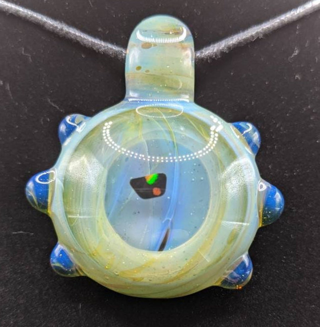 Opal Encased Glass Pendant Full Colored Solid Necklace Shiny Opal ...