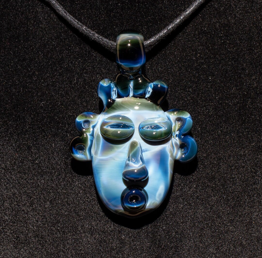 Glass Tiki Pendant Sculpted Moai Necklace Tiki Bar Jewelry Accessories ...