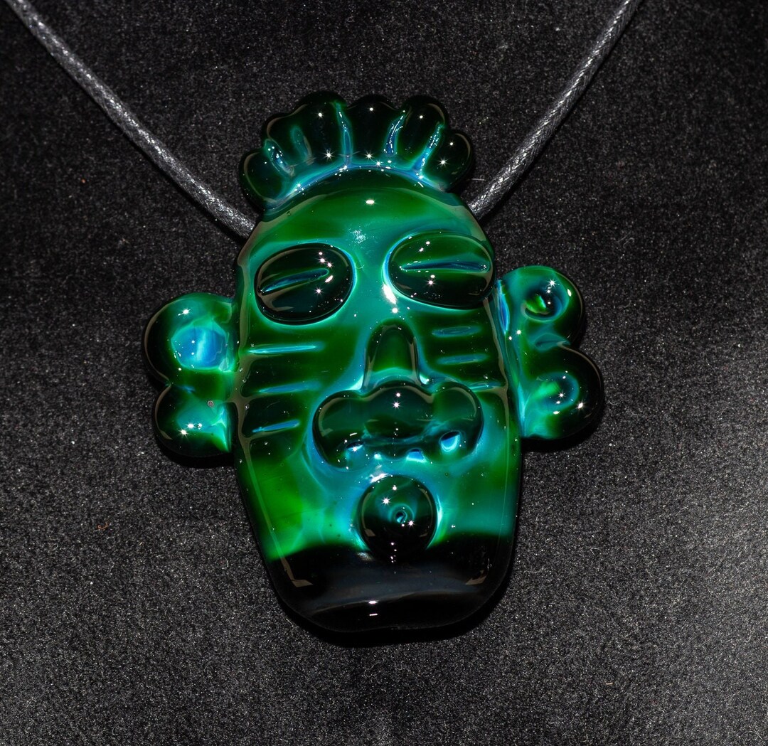 Glass Tiki Pendant | Sculpted Moai Necklace | Tiki Bar Jewelry ...