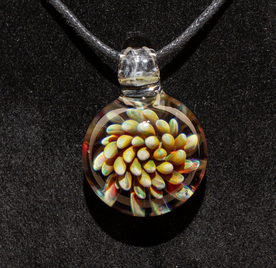 Glass Implosion Pendant Flower Necklace Flower Jewelry Glass Pendant ...