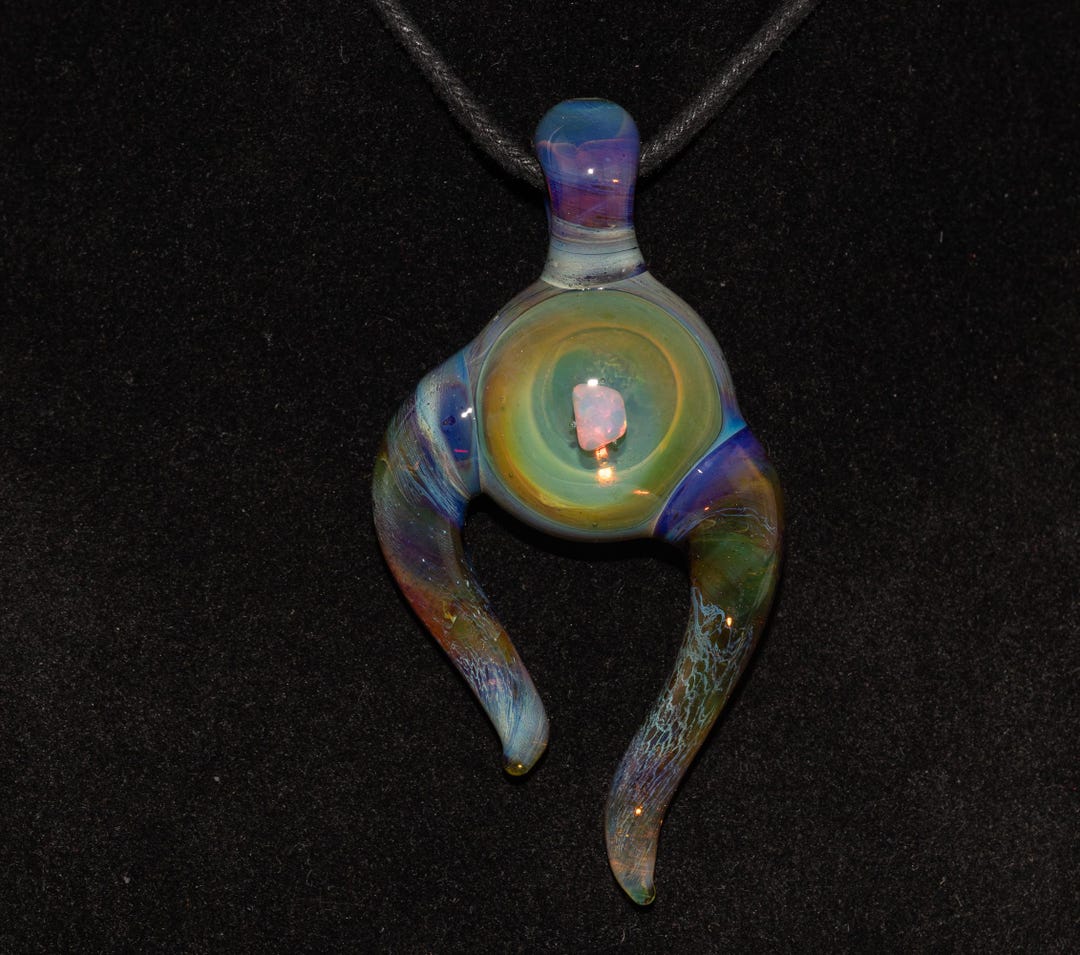 Opal Glass Pendant | Floating White Opal Necklace | Handmade ...