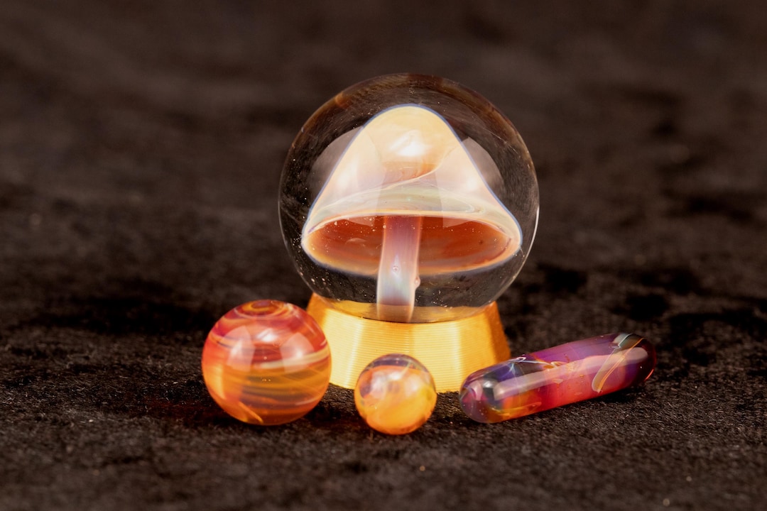 Mushroom Marble | Glass Marbles | Fungi Pearls | Pillar Glass Blown Mib ...